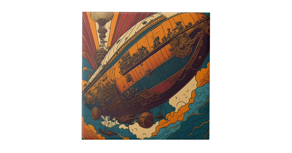 SteamPunk Airship Ceramic Tile | Zazzle