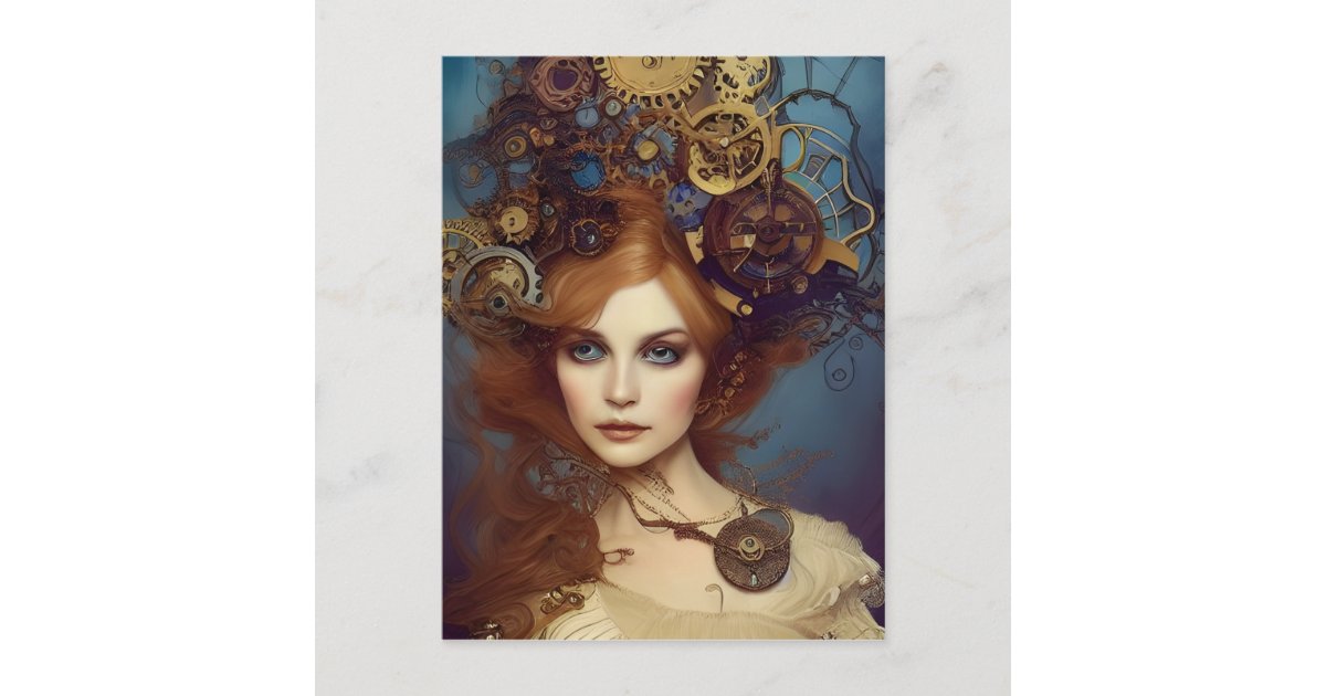 Steampunk Alice Stunning Fantasy Portrait Postcard | Zazzle