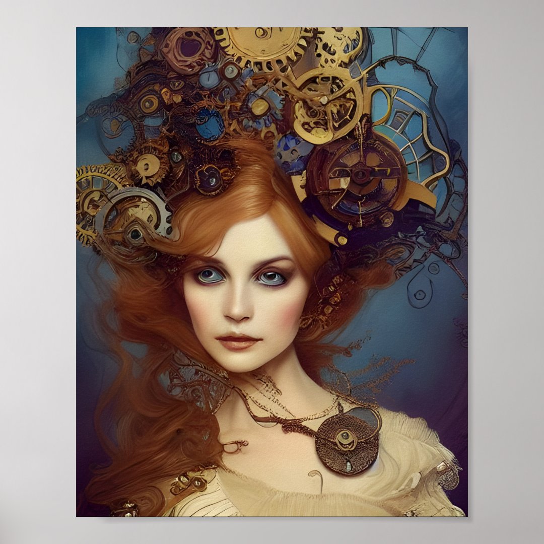 Steampunk Alice Stunning Fantasy Portrait Poster | Zazzle
