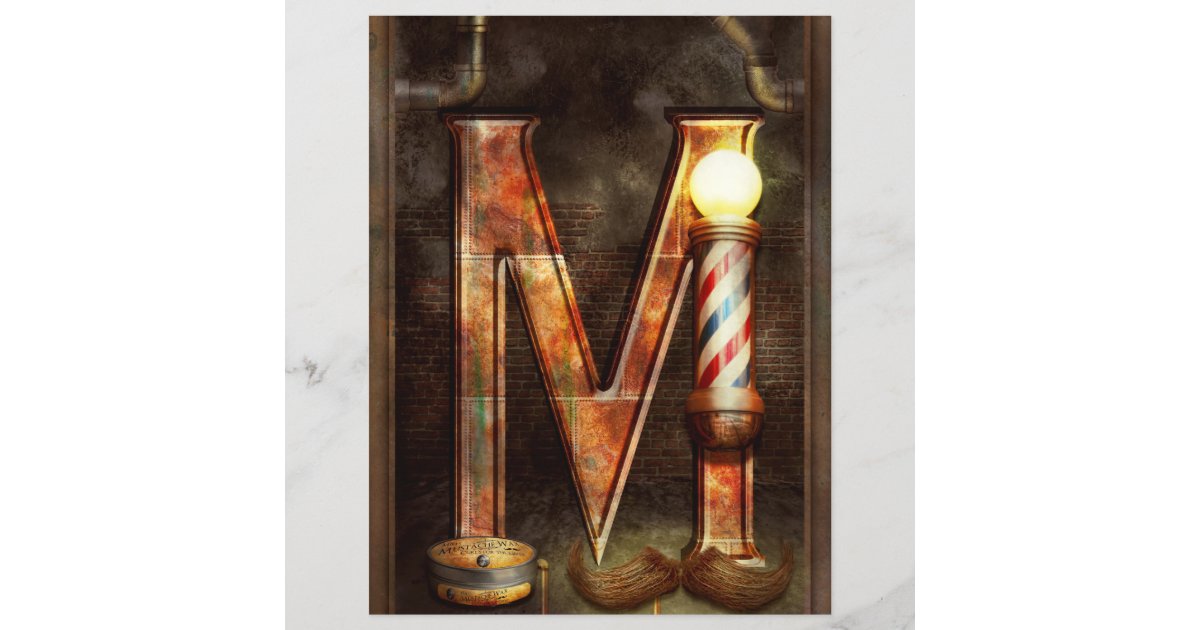 Steampunk - Alphabet - M is for Mustache Flyer | Zazzle