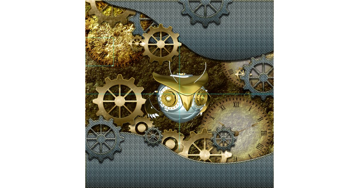 Steampunk, awesome mechanical owl with gears fabric | Zazzle