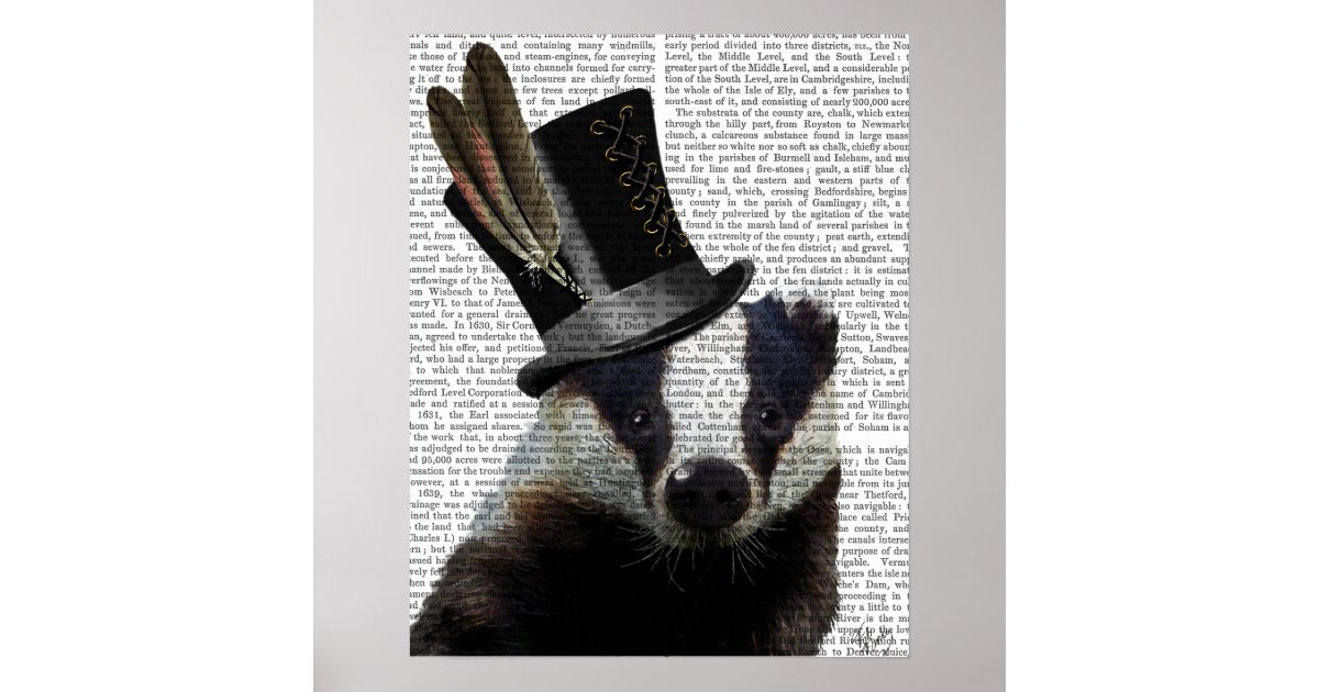 Steampunk Badger in Top Hat Poster | Zazzle
