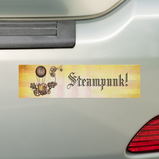 Steampunk Balloon Antique Yellow Bumper Sticker | Zazzle