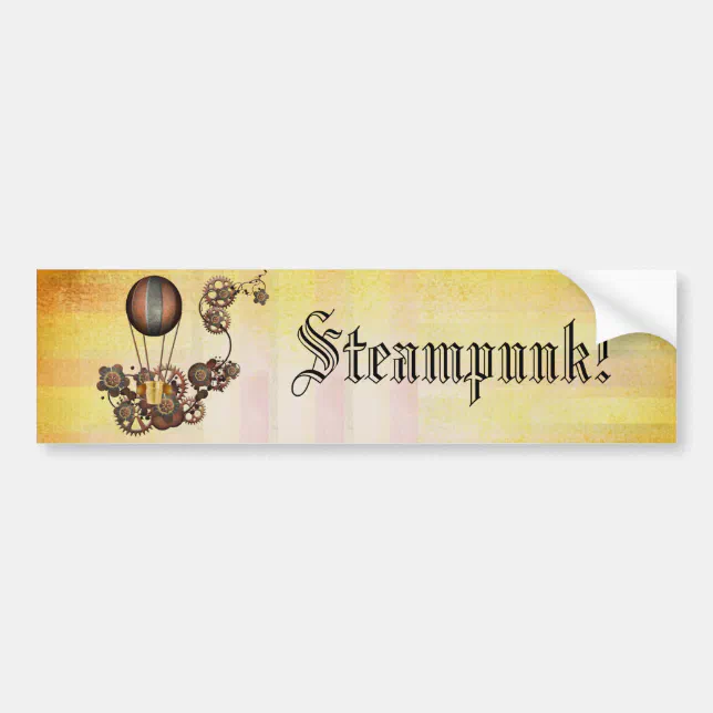 Steampunk Balloon Antique Yellow Bumper Sticker | Zazzle