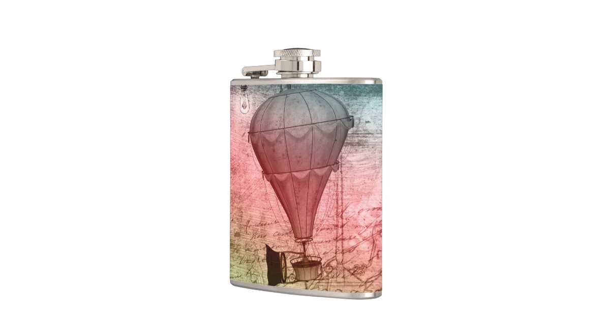 Steampunk Balloon Sketch Drinking Flask | Zazzle
