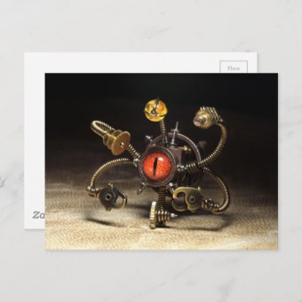 Steampunk Beholder Robot Postcard | Zazzle