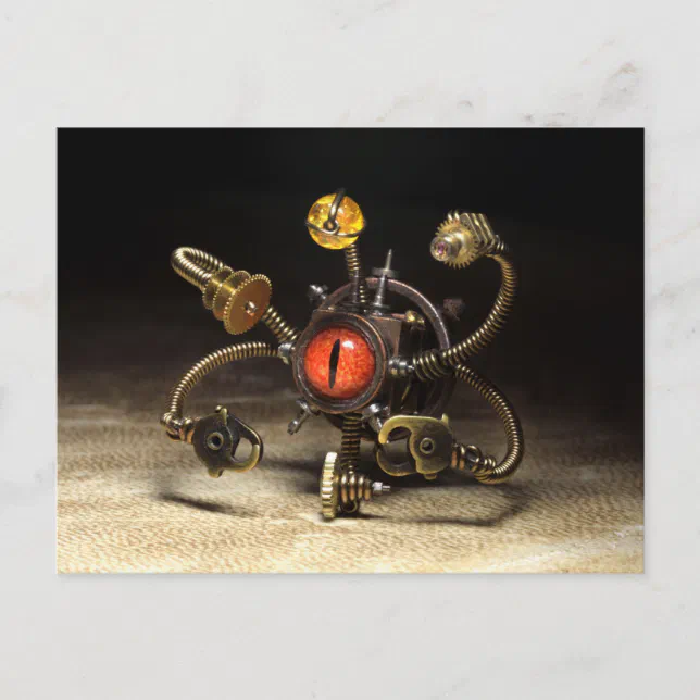 Steampunk Beholder Robot Postcard | Zazzle