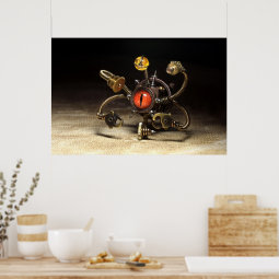 Steampunk Beholder Robot Poster | Zazzle