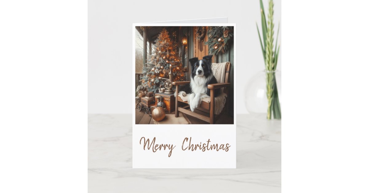 Steampunk Border Collie Christmas Card | Zazzle