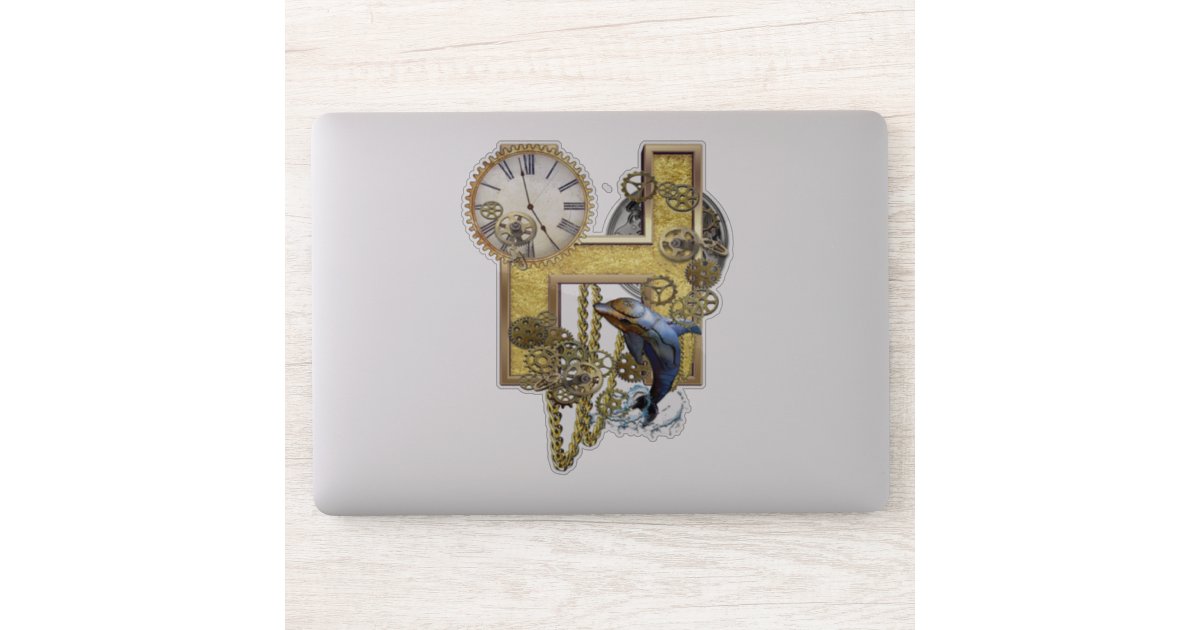 Steampunk Capital H Sculpture Sticker | Zazzle