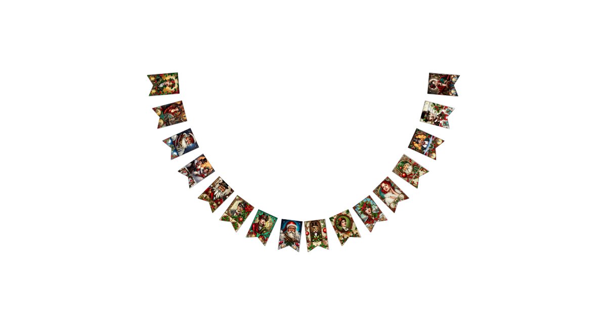 Steampunk Christmas Bunting Flags | Zazzle