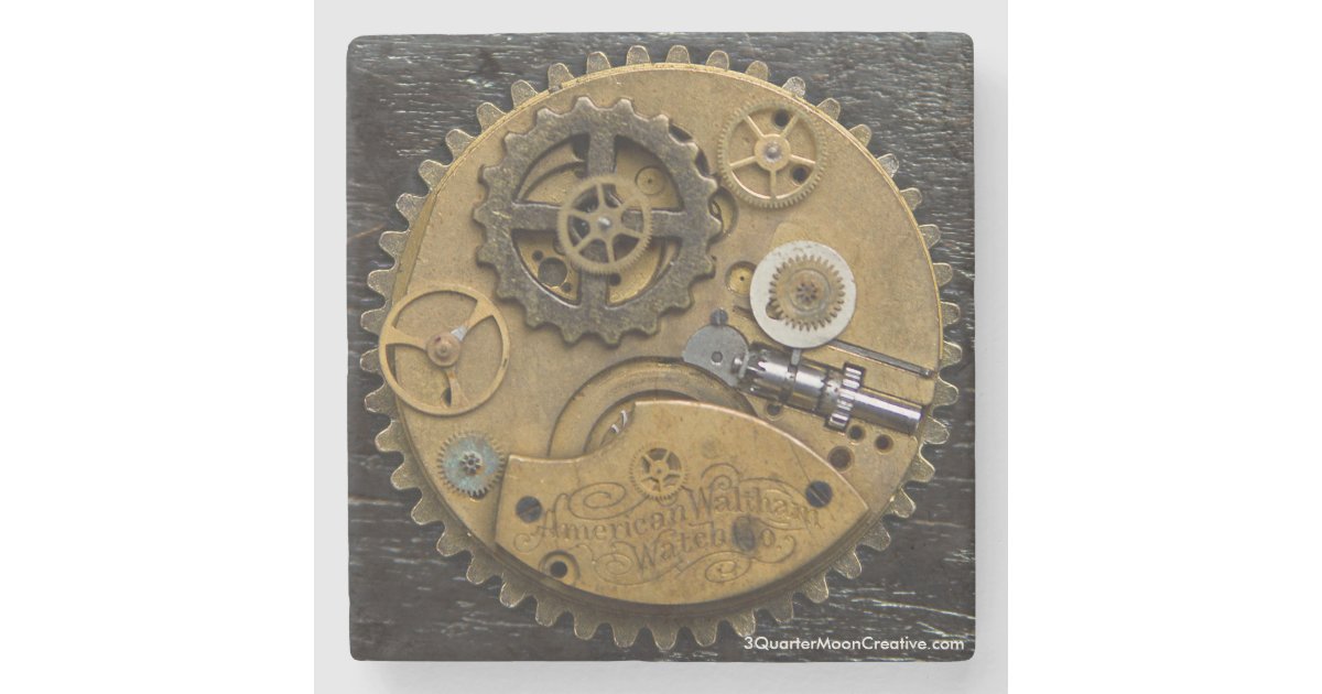 Steampunk Clock Drink Coaster, SciFi Stone Coaster | Zazzle