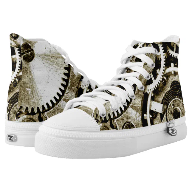 Steampunk clock gears pattern scifi shoes sneakers | Zazzle