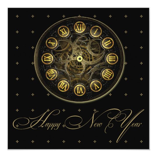 Steampunk Clock New Years Eve Party Invitation | Zazzle.com