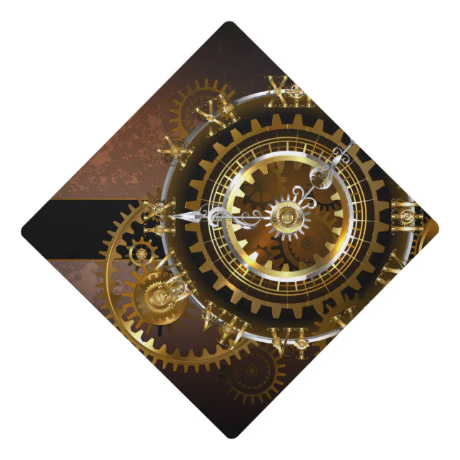 Steampunk clock with antique gears graduation cap topper | Zazzle