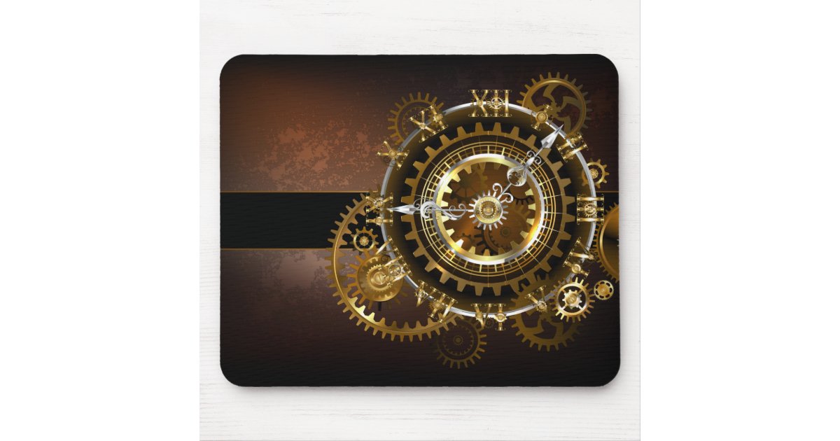 Steampunk clock with antique gears mouse pad | Zazzle