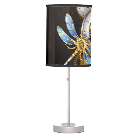 Steampunk Clock with Mechanical Dragonfly Table Lamp | Zazzle.com
