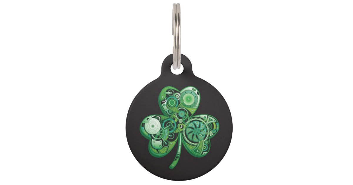 Steampunk Clover Pet ID Tag | Zazzle
