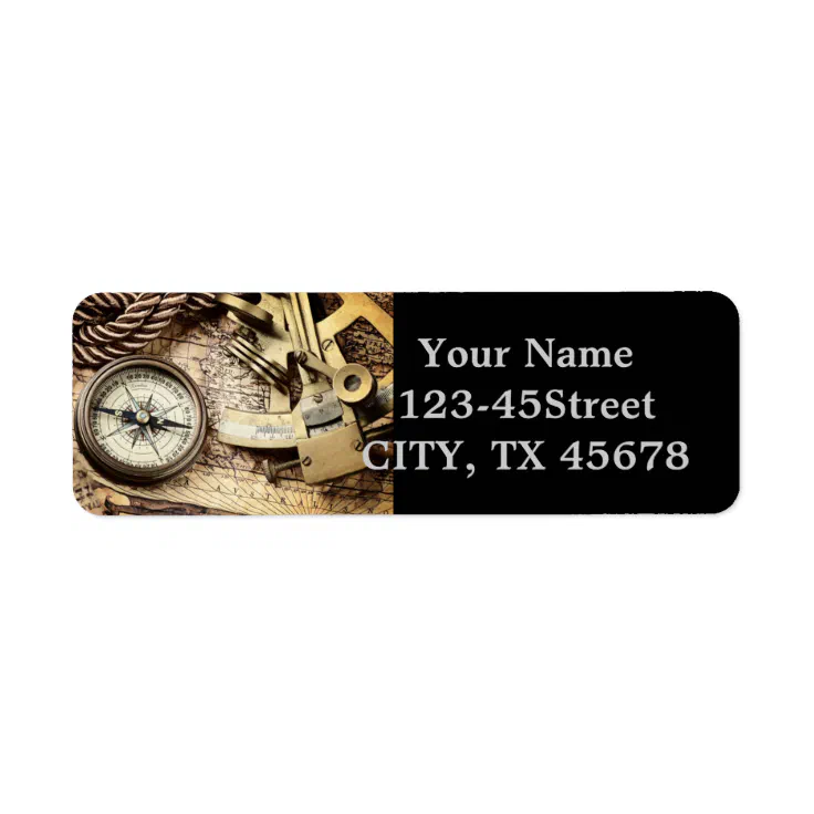 steampunk coastal beach nautical antique compass label | Zazzle