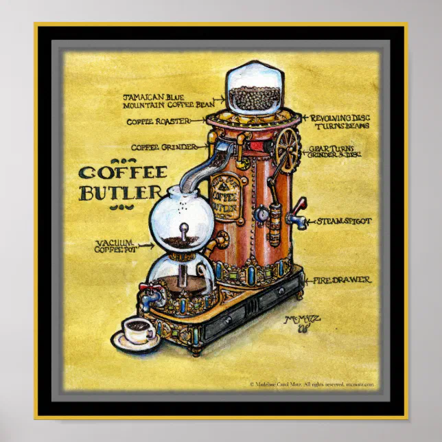 Steampunk Coffee Butler print | Zazzle