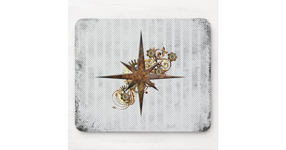 Steampunk Compass Star Grunge Mouse Pad | Zazzle