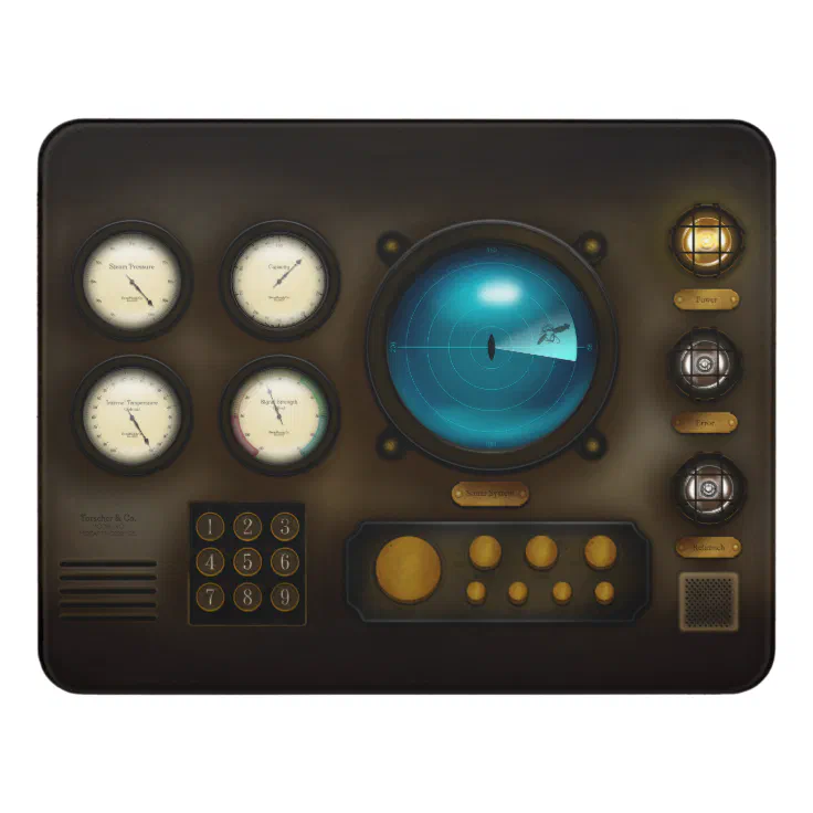 Steampunk Control Panel With Ship's Sonar Decal Door Sign | Zazzle