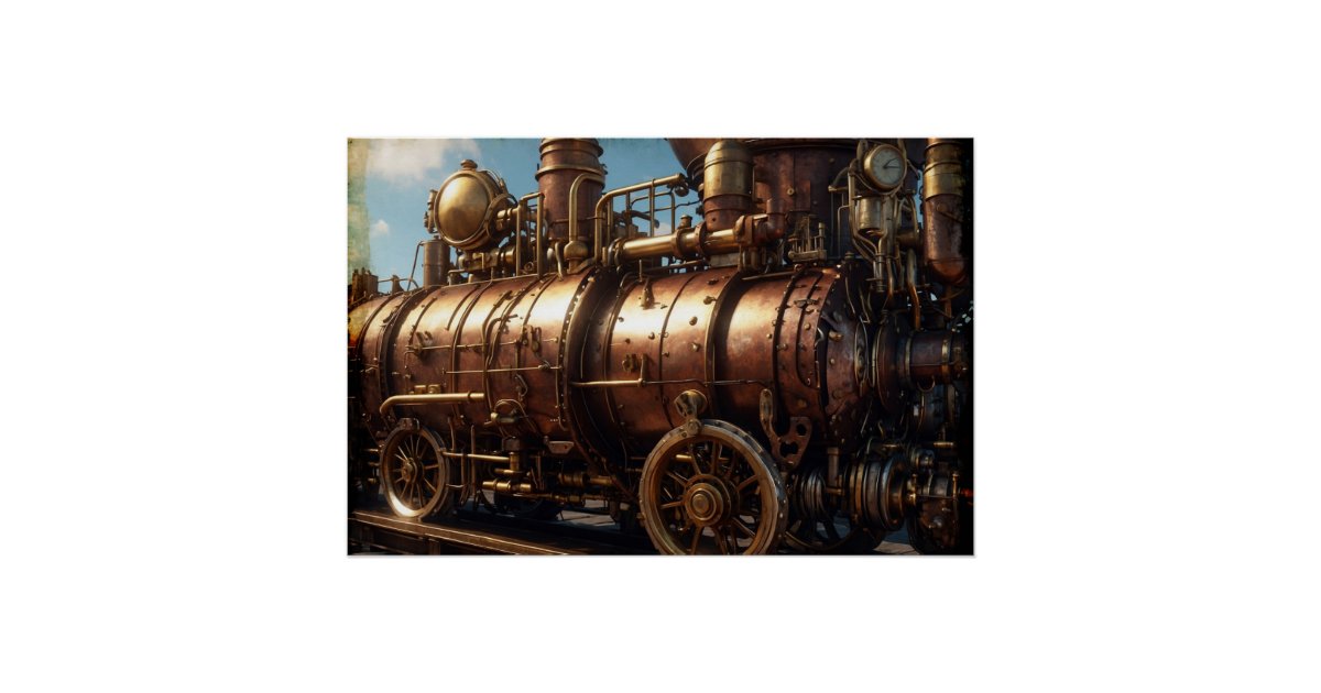 Steampunk Copper Steam Train Poster | Zazzle