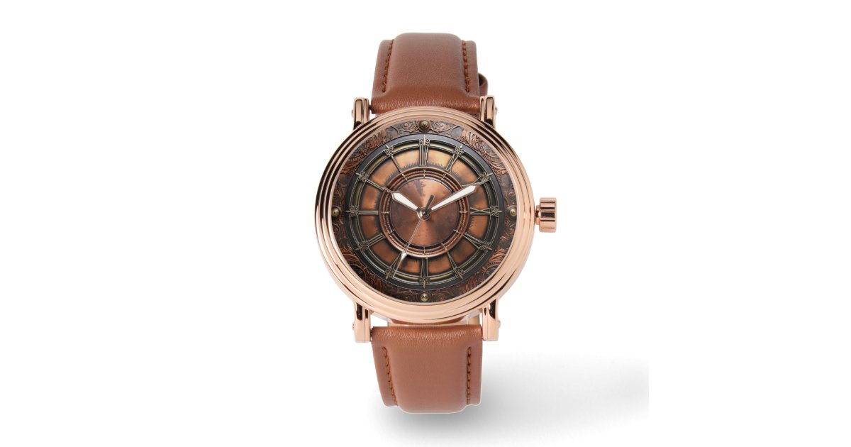 Steampunk Copper Time Face Watch | Zazzle
