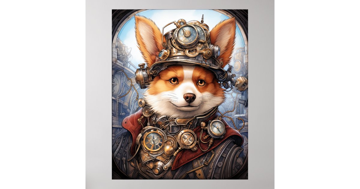 STEAMPUNK CORGI POSTER | Zazzle