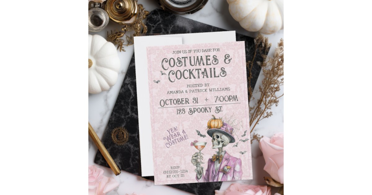Steampunk Costume Cocktails Adult Halloween Invitation | Zazzle