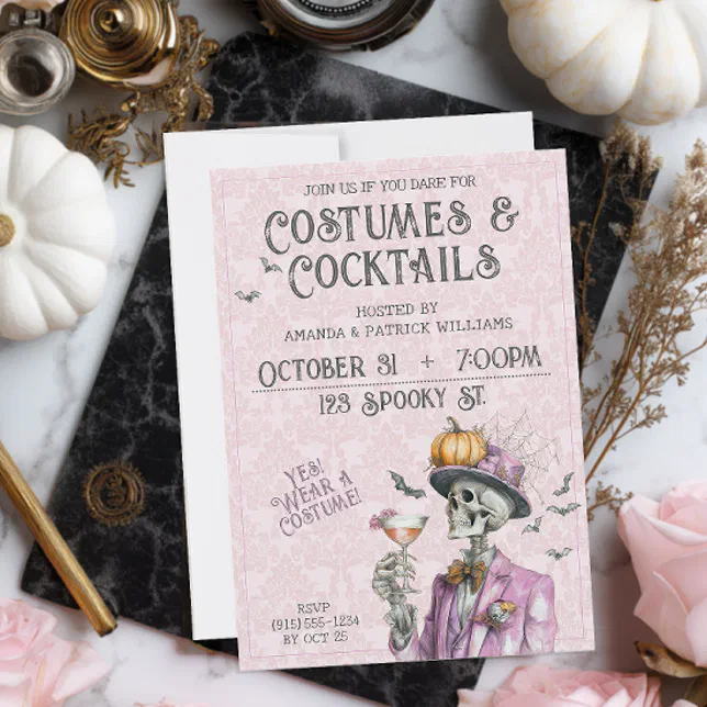 Steampunk Costume Cocktails Adult Halloween Invitation | Zazzle