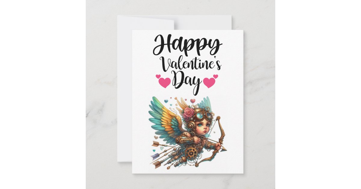 Steampunk Cupid Valentine Day Note Card | Zazzle