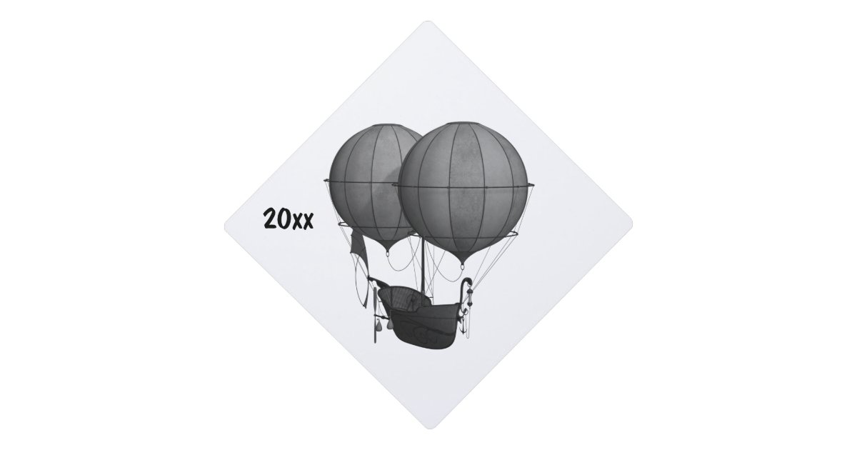 Steampunk Design Black and White Flying Machine Graduation Cap Topper ...