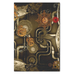 Steampunk design with clocks and gears tissue paper | Zazzle