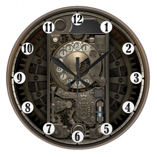 Steampunk Device - Rotary Dial Phone. Large Clock | Zazzle.com