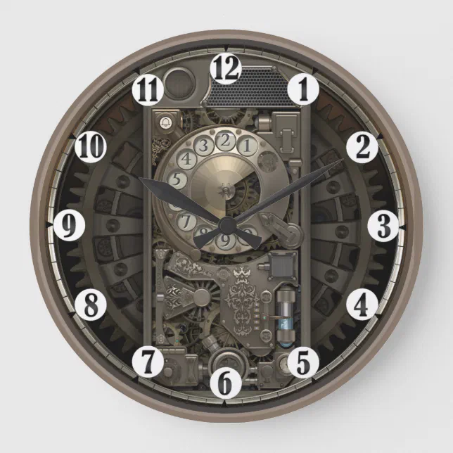 Steampunk Device - Rotary Dial Phone. Large Clock | Zazzle