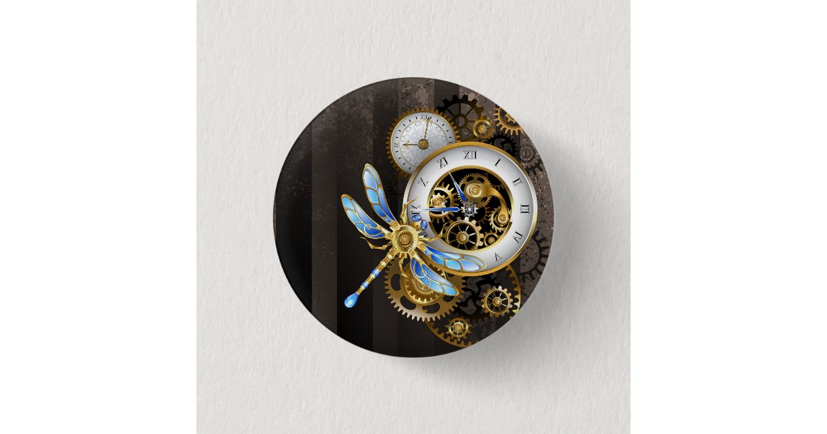 Steampunk Dials with Dragonfly Button | Zazzle