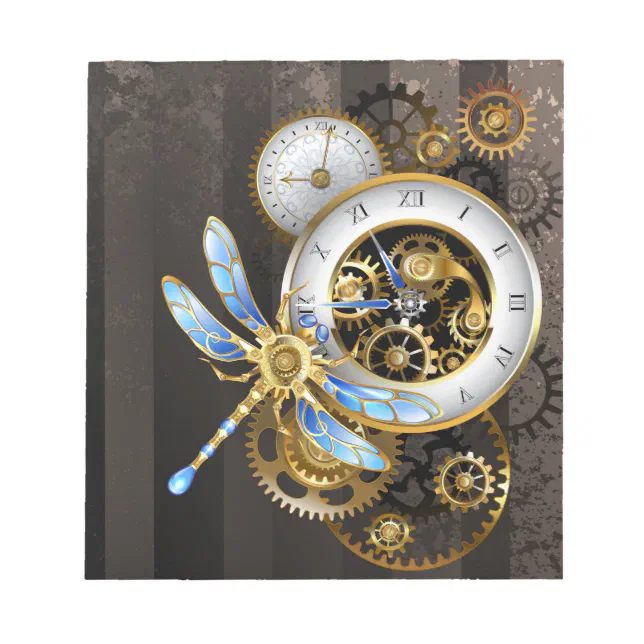 Steampunk Dials with Dragonfly Notepad | Zazzle