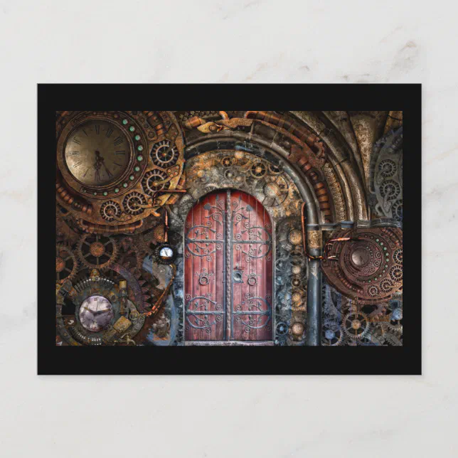 steampunk door postcard | Zazzle