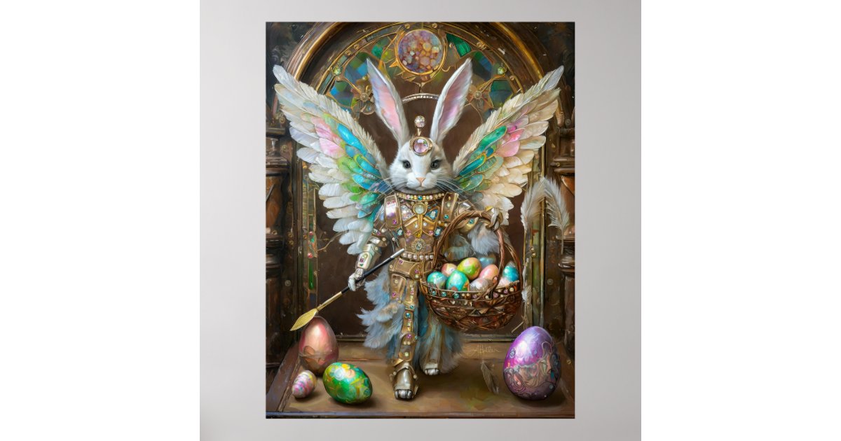 Steampunk Easter Bunny Angel Knight Poster | Zazzle