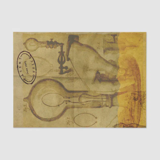 Steampunk Edison Light Bulb Patent Office Tissue Paper | Zazzle
