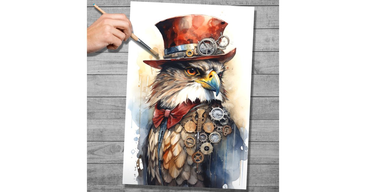 Steampunk Falcon 1 Decoupage Paper | Zazzle