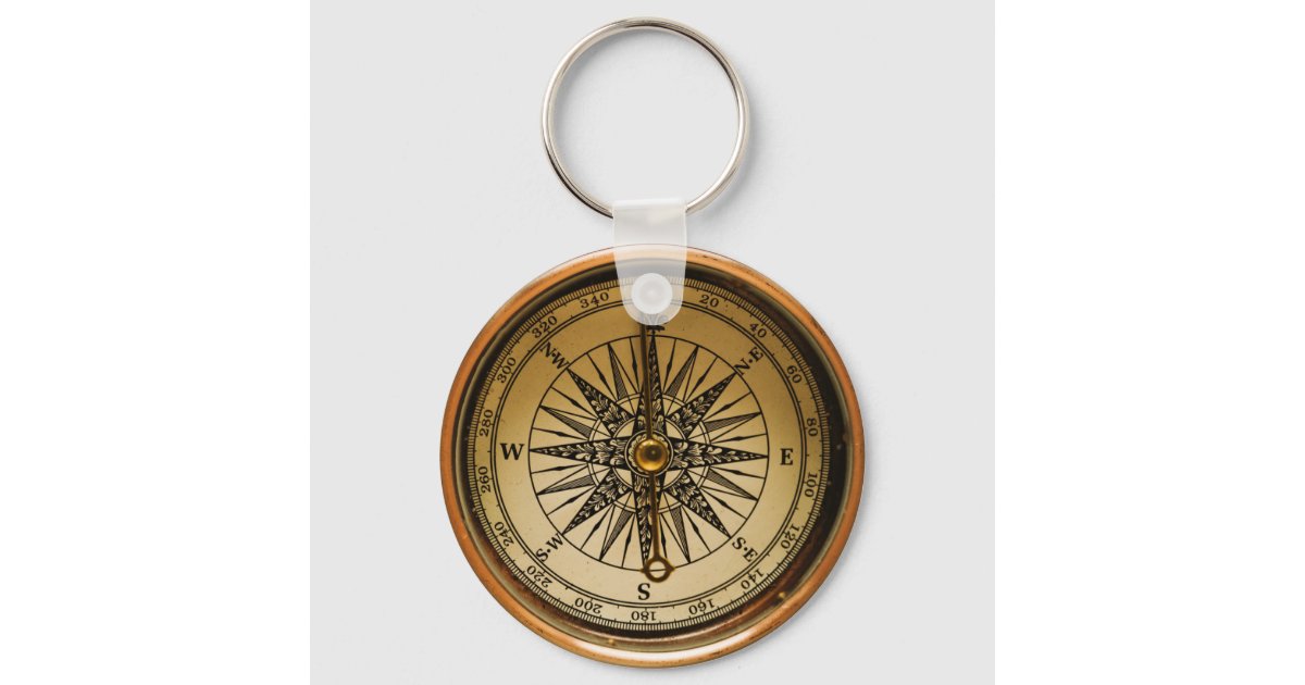 Steampunk Faux Compass Design Keychain | Zazzle
