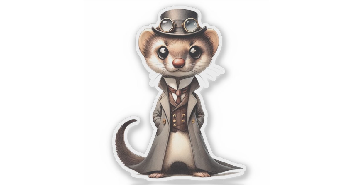 Steampunk Ferret Transparent Sticker | Zazzle