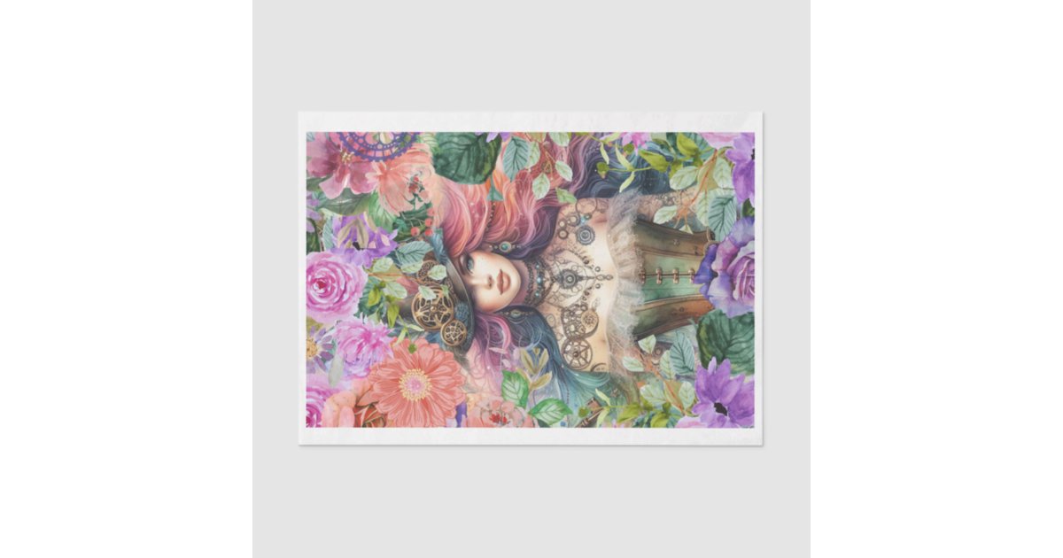 Steampunk Floral Dreams Tissue Paper | Zazzle