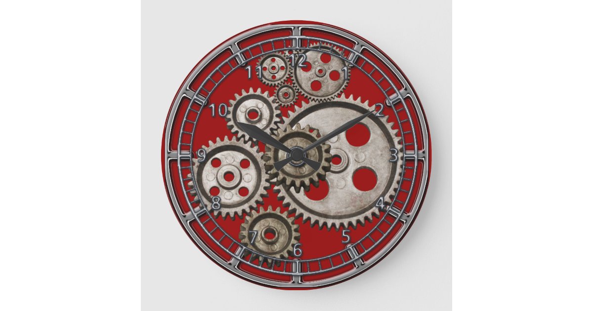 steampunk gear cog engine vintage machine 2 clock | Zazzle
