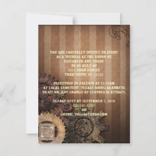 Steampunk Gears Goth Invitation | Zazzle