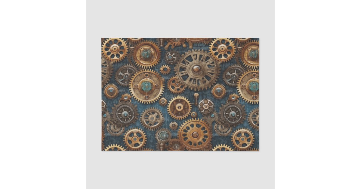 Steampunk gears pattern tissue paper | Zazzle