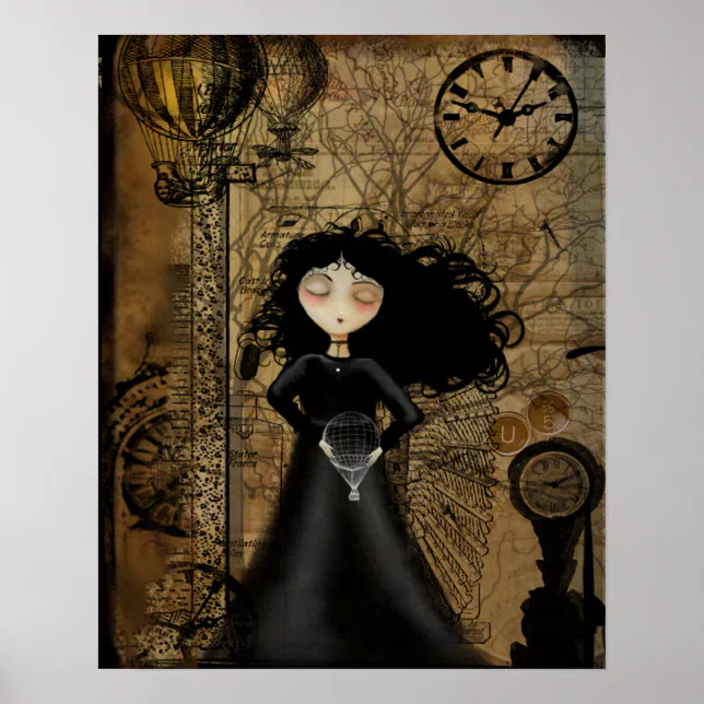 Steampunk Goth Girl Art Poster | Zazzle