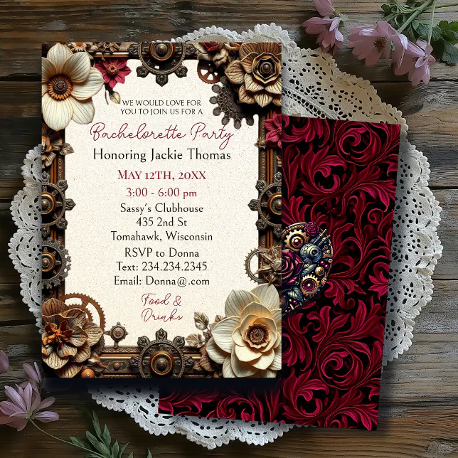 Steampunk Gothic Themed Bachelorette Party Invitation | Zazzle